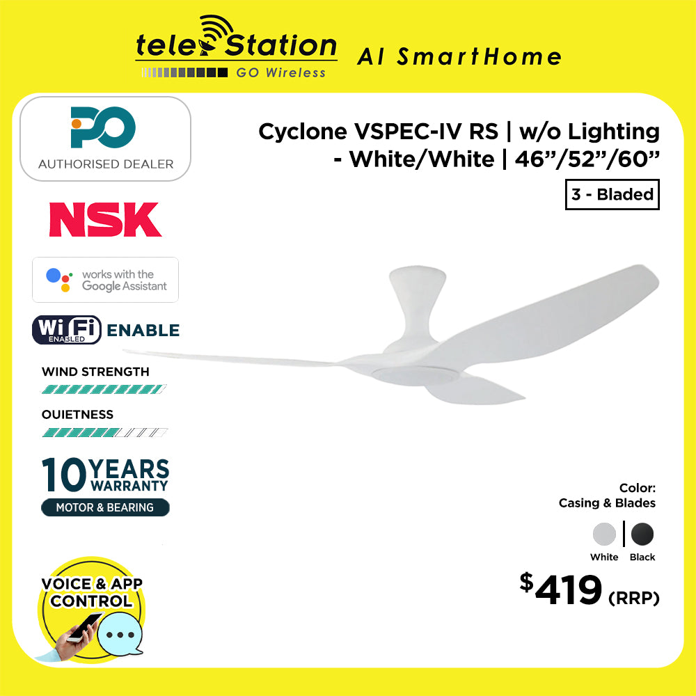 PO ECO Smart Ceiling Fan CYCLONE VSPEC-IV RS (WiFi) 3 Blades ...