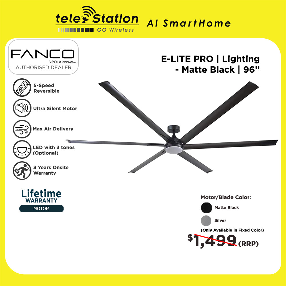 Fanco E-Lite PRO Ceiling Fan – Telestation AI SmartHome
