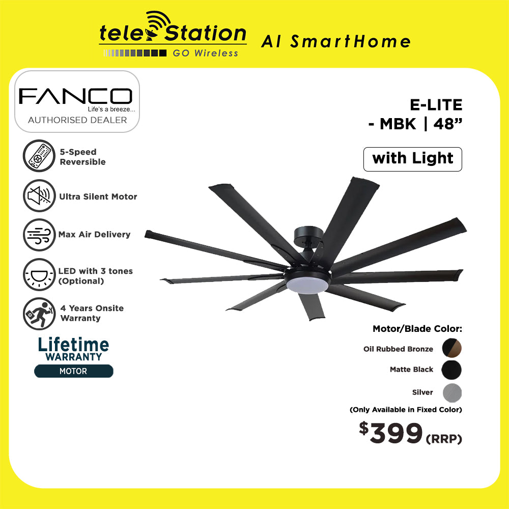 Fanco E-LITE / E-LITE PRO Ceiling Fan (with or without Light ...