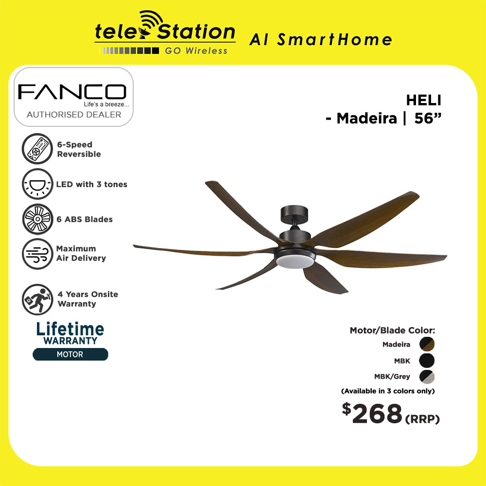 Fanco HELI / HELI PRO Ceiling Fan with Light – Telestation AI SmartHome