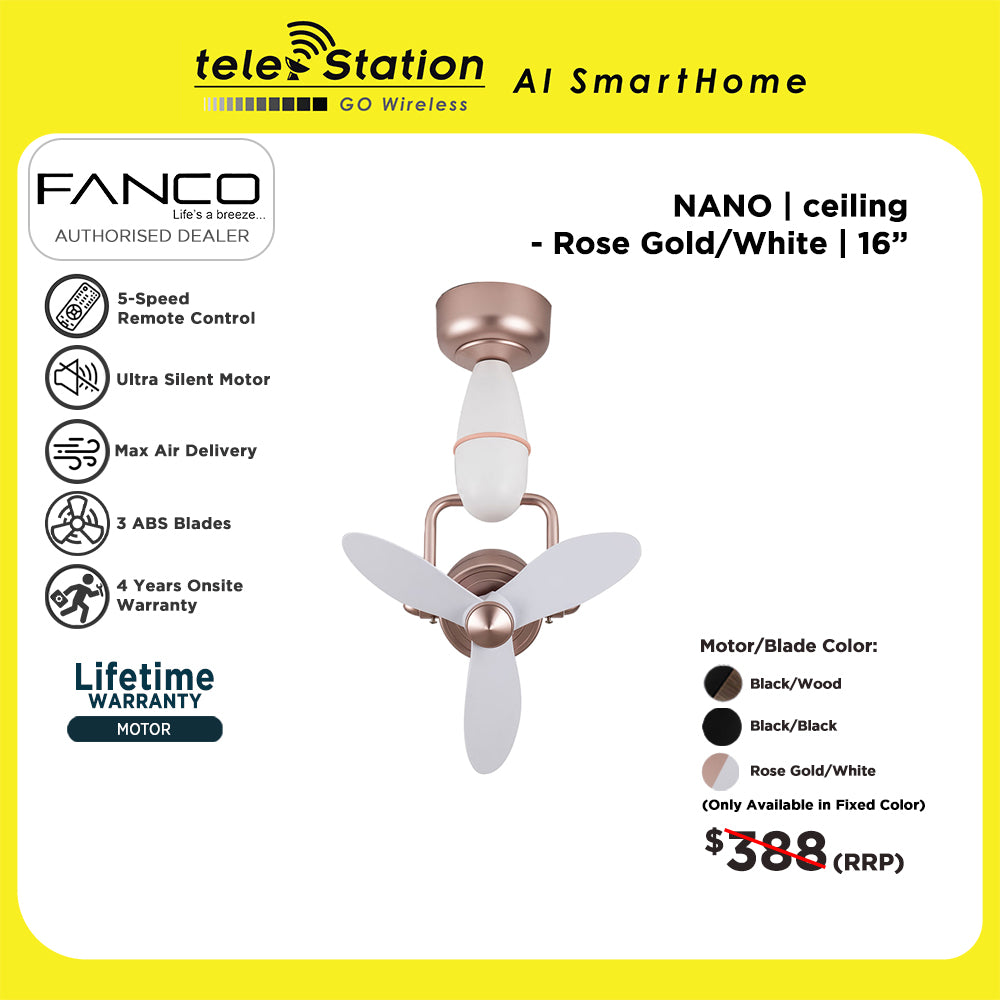 Fanco NANO Ceiling Fan – Telestation AI SmartHome