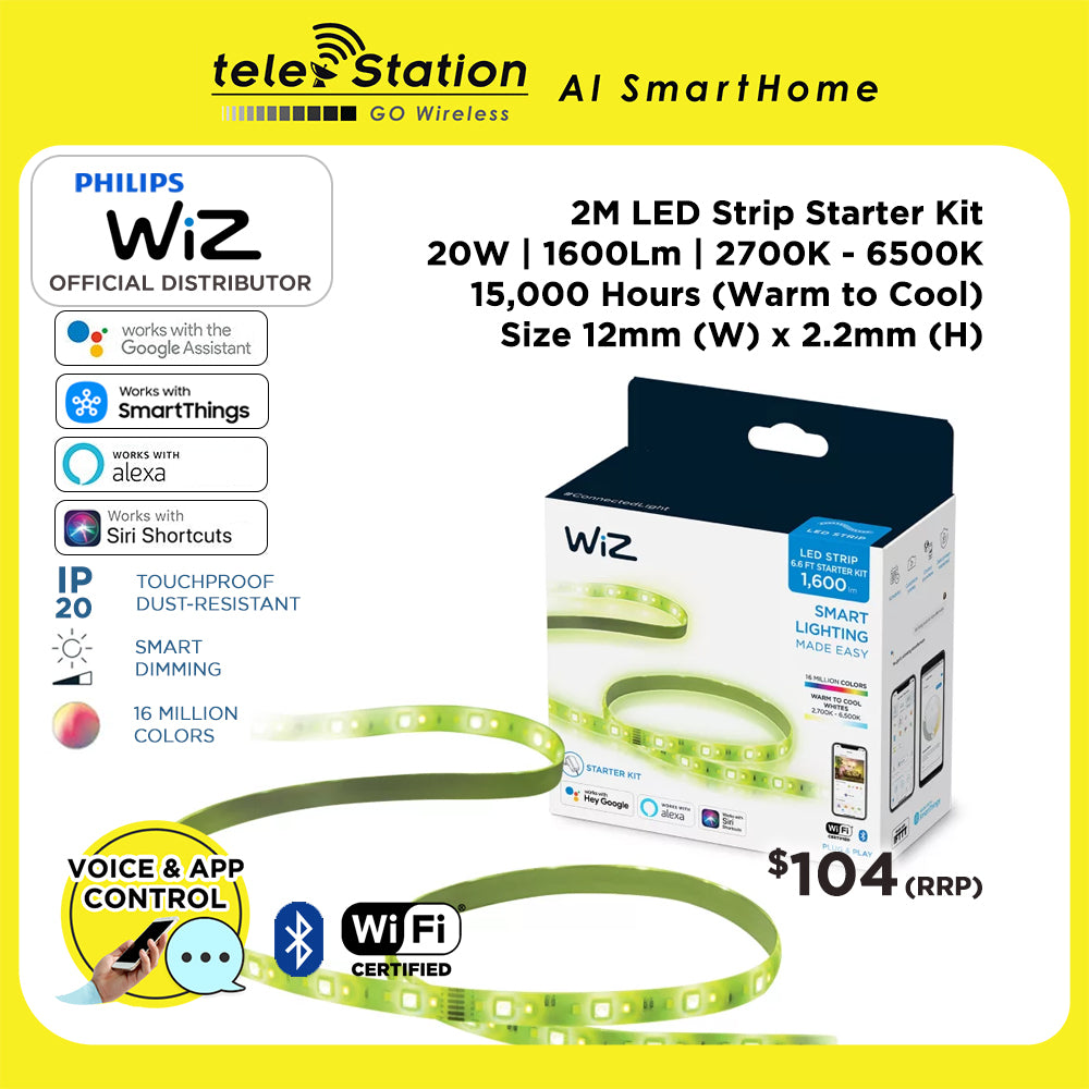 Philips WiZ LED Strip Starter Kit 2m – Telestation AI SmartHome