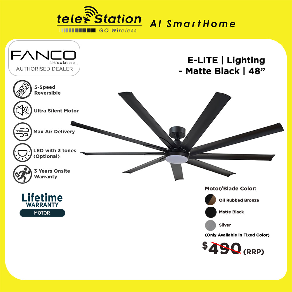 Fanco E-Lite Ceiling Fan – Telestation AI SmartHome